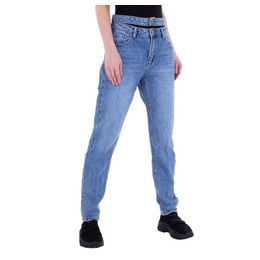 Ital-Design Straight-Jeans Damen Freizeit Straight Leg Jeans in Blau