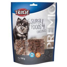 Trixie PREMIO 4 Superfoods Hundesnack, 4 × 100 g in den Sorten: Huhn, Ente, Rind und Lamm