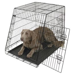 Kerbl Gitter Transportbox für Hunde abgeschrägt, klappbar, schwarz, 92x63x74cm, 2 Türen