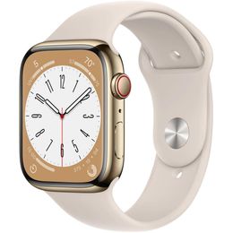 Apple Watch Series 8 (GPS + Cellular) 45mm Edelstahlgehäuse gold, Sportband polarstern