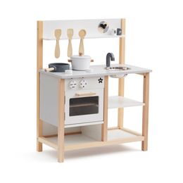 Kids Concept - Bistro Spielküche mit Zubehör, 55 x 30 x 73 cm, weiß / natur (11er-Set)