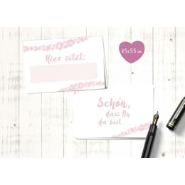 bigdaygraphix Tischkartenhalter Vielseitige Namenskarten für Hochzeit, Taufe, Geburtstag und mehr!, Papier, (Tischkarten-Set für Namenschild, 50-tlg.,
