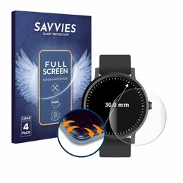 Savvies Displayschutzfolie Fullscreen Schutzfolie für Armbanduhren (Kreisrund, ø: 30 mm), 4 Stück, 4 Stück