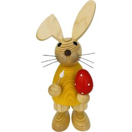 Richard Glaesser Osterhase gelb mit Ei und Pinsel (32cm), Hase aus Holz (Osterdeko), Handwerkskunst original Erzgebirge
