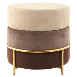 HOCKER Hocker rund in creme/braun