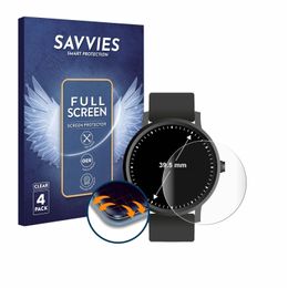Savvies Displayschutzfolie Fullscreen Schutzfolie für Armbanduhren (Kreisrund, ø: 39.5 mm), 4 Stück, 4 Stück