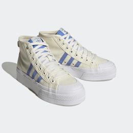 Sneaker adidas originals "NIZZA PLATFORM MID" Gr. 41, blau (off white, blue fusion, cloud white) Schuhe Schnürstiefeletten