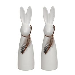 Posiwio Osterhase 2tlg. Osterhase ADELE weiss mit Federn H25,5cm Osterdeko modern