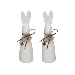 Posiwio Osterhase 2tlg. Osterhase ADELE weiss mit Federn H21cm Osterdeko modern