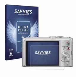 Savvies Displayschutzfolie Schutzfolie für Panasonic Lumix DMC-TZ10, 6 Stück, 6 Stück, Displayschutz Schutz Folie Klar Transparent, weiß
