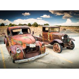 papermoon Fototapete "Abandoned Old Cars" Tapeten Gr. B/L: 5 m x 2,8 m, Bahnen: 10 St., bunt (mehrfarbig) Fototapeten