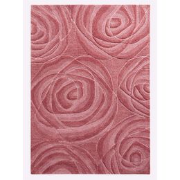 Teppich HEINE HOME Teppiche Gr. B/L: 60 cm x 90 cm, 12 mm, 1 St., bunt (rosa, bordeau) Schurwollteppiche
