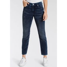 Slim-fit-Jeans MAC "Rich Slim" Gr. 44, Länge 30, blau (mid blue used) Damen Jeans Röhrenjeans