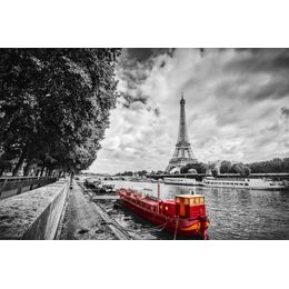 papermoon Fototapete "Eiffelturm Seine" Tapeten Gr. B/L: 4,5 m x 2,8 m, Bahnen: 9 St., bunt (mehrfarbig) Fototapeten