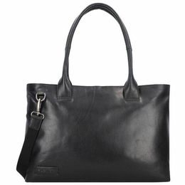 Plevier Rock Amber Schultertasche Leder 43 cm Laptopfach schwarz