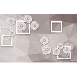 papermoon Fototapete "Muster mit Blumen" Tapeten Gr. B/L: 4,50 m x 2,80 m, Bahnen: 9 St., bunt Fototapeten