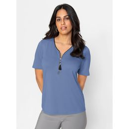 Kurzarmshirt Inspirationen "Shirt" Gr. 54, blau (mittelblau) Damen Shirts V-Shirts