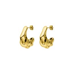 Paul Valentine Molten Chunky Hoops 14K Gold Plated