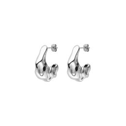 Paul Valentine Molten Chunky Hoops Silver