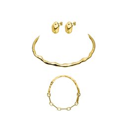 Paul Valentine Molten Choker & Studs Set Gold