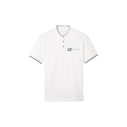 Tom Tailor Herren Poloshirt mit Print, weiß, Print, Gr. XL