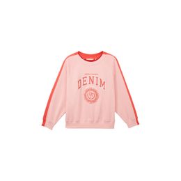 Tom Tailor Denim Damen Sweatshirt mit recyceltem Polyester, rosa, Colour Blocking, Gr. S