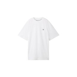 Tom Tailor Denim Herren Relaxed T-Shirt, weiß, Uni, Gr. XL
