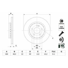 Bosch Bremsscheibe 0 986 479 H50 belüftetHinten Rechts Links für MERCEDES-BENZ C-Klasse C 200 180 250 BlueTEC / d 4-matic 300 Hybrid h 220 400 350 e