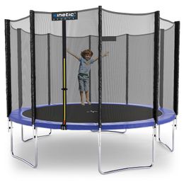 KINETIC SPORTS Trampolin Outdoor SALTO Ø 183/244/305/366/400/430/490 cm -TÜV Rheinland geprüft, Kindertrampolin Set mit Netz, Randpolster, USA Sprungtuch - Gartentrampolin, bis zu 160kg Blau-4 335 cm Ø 335 cm, Blau-4