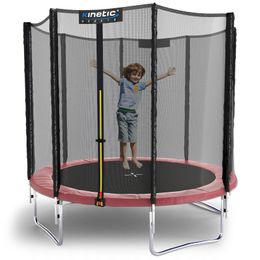 KINETIC SPORTS Trampolin Outdoor Ø183 244 305 366 400 430 490cm -TÜV Rheinland GS-geprüft, SALTO Kindertrampolin Set mit Netz, Randpolster, USA Sprungtuch - Gartentrampolin,bis zu 160kg Pink 244 cm Ø 244 cm, Pink-4