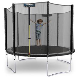 KINETIC SPORTS Trampolin Outdoor SALTO Ø 183/244/305/366/400/430/490 cm -TÜV Rheinland geprüft, Kindertrampolin Set mit Netz, Randpolster, USA Sprungtuch - Gartentrampolin, bis zu 160kg Schwarz 305 cm Ø 305 cm, Schwarz-4