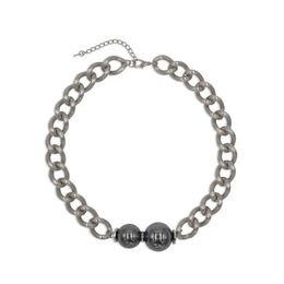 Firetti Collier Chunky Pearl, mit Kunststoffperle, grau|silberfarben