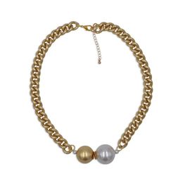 Firetti Collier Chunky Pearl, mit Kunststoffperle, gelb|goldfarben|weiß