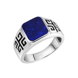 Firetti Fingerring Schmuck Geschenk Silber 925 Silberring Mäander, mit Lapislazuli oder Achat, blau|silberfarben