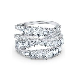 Swarovski Fingerring Twist Wrap, 5584646, 5584650, 5584654, 5584656, 5580952, mit Swarovski® Kristall, silberfarben|weiß