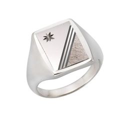 Firetti Fingerring Schmuck Geschenk Silber 925 Herrenring Silberring Siegelring, mit Zirkonia (synth), silberfarben