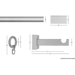 Gardinenstange CUBUS, Garesa, 1-läufig, Wunschmaßlänge, verschraubt, Vorhanggarnitur, verlängerbar, mit Ringe, beige