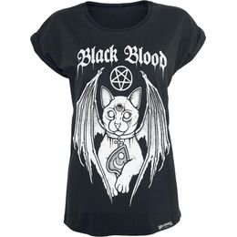 Black Blood by Gothicana T-Shirt mit Demonic Cat T-Shirt schwarz in L