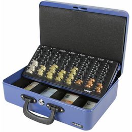 HMF - 22037-05 Geldkassette 2 Tragegriffe, Geldzählkassette, Scheinfächer, 36 x 25 x 11 cm, blau