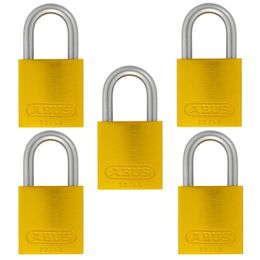 Abus - 5x Vorhangschloss Aluminium gelb 72LL/40 vs Bügelschloss Gravur geeignet