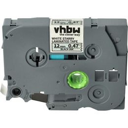 vhbw Schriftband-Kassette kompatibel mit Brother pt 9400, 9200, 9200PC, 9200DX, 900BTS, 9500, 900F Etiketten-Drucker 12mm Schwarz auf Weiss (Glitter)