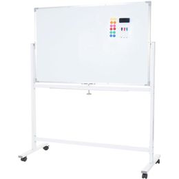 Whiteboard HHG 835, Magnettafel Memoboard Pinnwand, mobil rollbar inkl. Zubehör 120x90cm - white