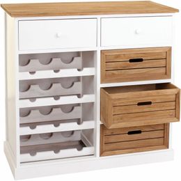 Neuwertig] Weinregal HHG 307, Kommode Flaschenregal für 12 Flaschen mit Schubladen, Landhaus 86x87x37cm - white