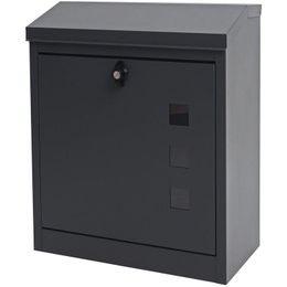 HHG - xxl Briefkasten 772, Firmenbriefkasten Postkasten, abschließbar pulverbeschichtet 52x44x25cm anthrazit-schwarz - black