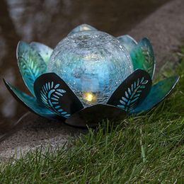 STAR TRADING - led Solarlampe lilly Lotusblüte Gartenbeleuchtung Garten Wasserlilie Deko Blatt