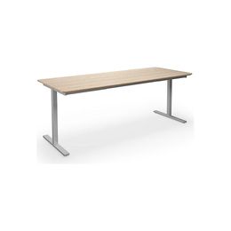 Mehrzwecktisch DUO-T Trend, gerade Platte, abgerundete Ecken, Tiefe 800 mm, Breite 1800 mm, Eiche, silber kaiserkraft