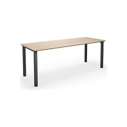 Mehrzwecktisch DUO-U Trend, gerade Platte, abgerundete Ecken, Tiefe 800 mm, Breite 1800 mm, Eiche, schwarz kaiserkraft