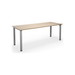 Mehrzwecktisch DUO-U Trend, gerade Platte, Tiefe 800 mm, Breite 1800 mm, Eiche, silber kaiserkraft
