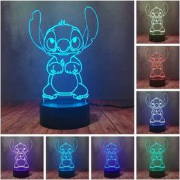 LED-Nachtlicht Cartoon Anime Stitch Puppy Doll Kreative 3D-Tischlampe Flash Lava Lights Baby Sleep Lighting Home Schlafzimmer Art Decor Kind
