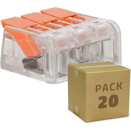 LEDKIA 20er Pack Schnellverbinder 3 Eingänge für Elektrokabel 0,08-4 mm² Orange